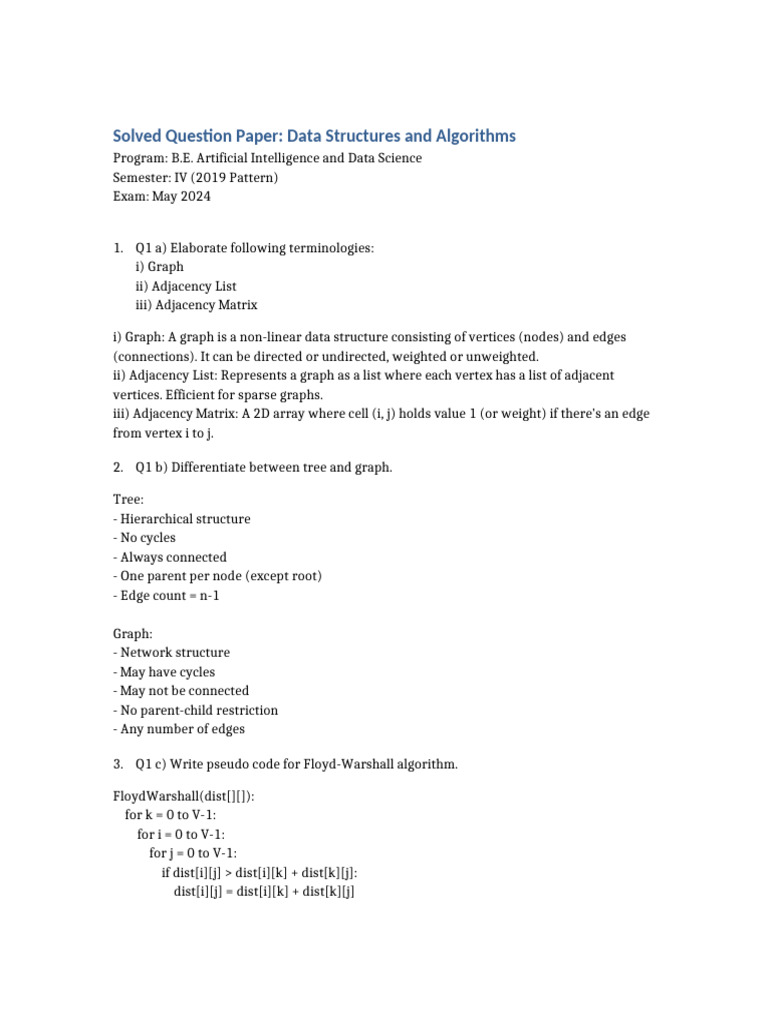 Solved DS A 2024 Sem4 | PDF | Database Index | Combinatorics