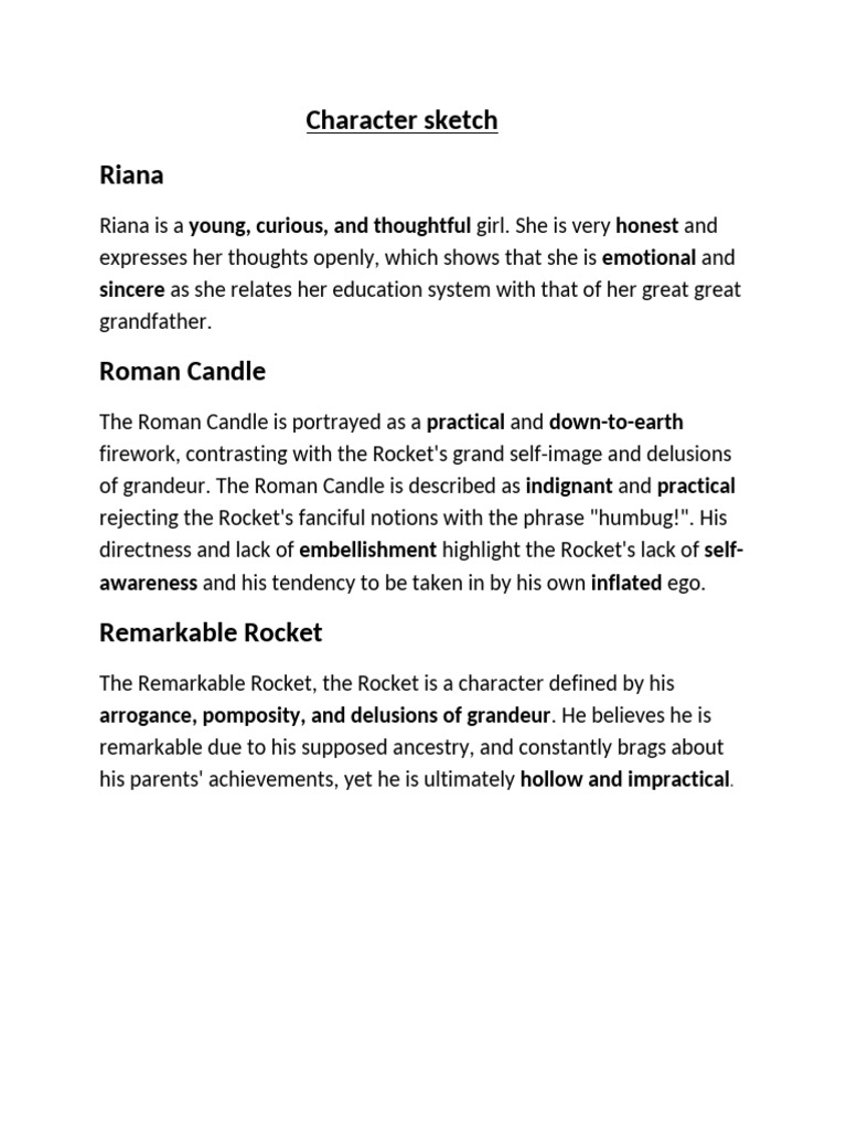 Character Sketch Pdf