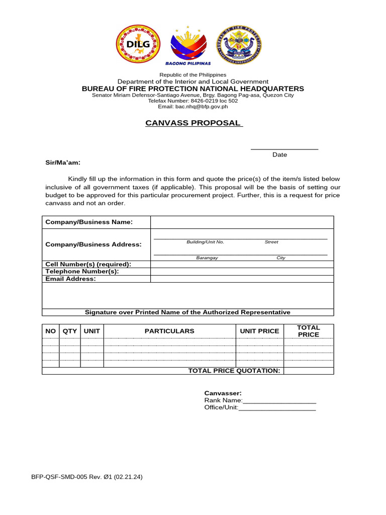 Government Canvass Form Sample | PDF