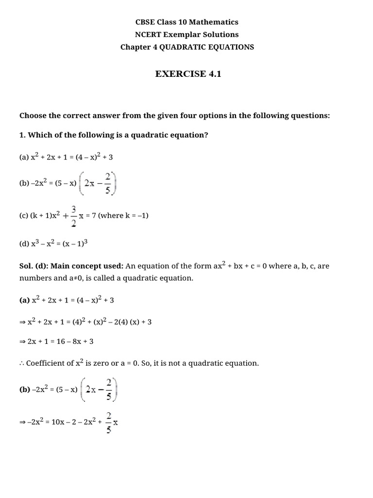 Chapter 4 - Quadratic Equations | PDF | Quadratic Equation | Equations