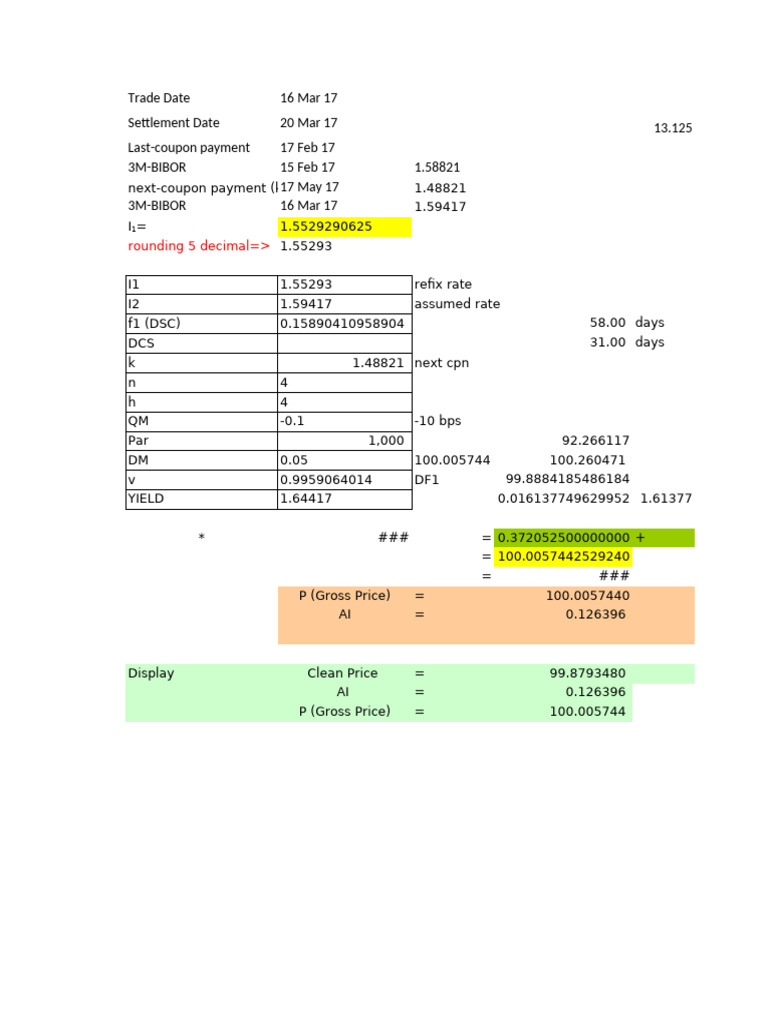 Bank of Thailand Floater Calculation | PDF | Fixed Income | Interest