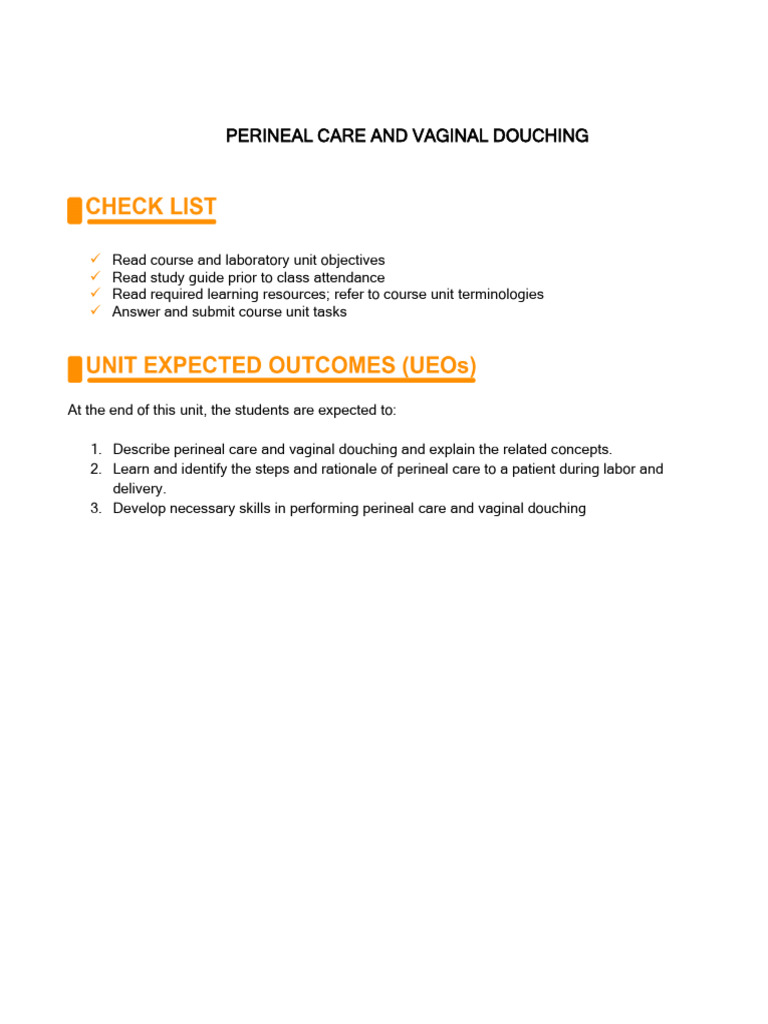 NCM 107 Rle Perineal Care | PDF | Labia | Vagina