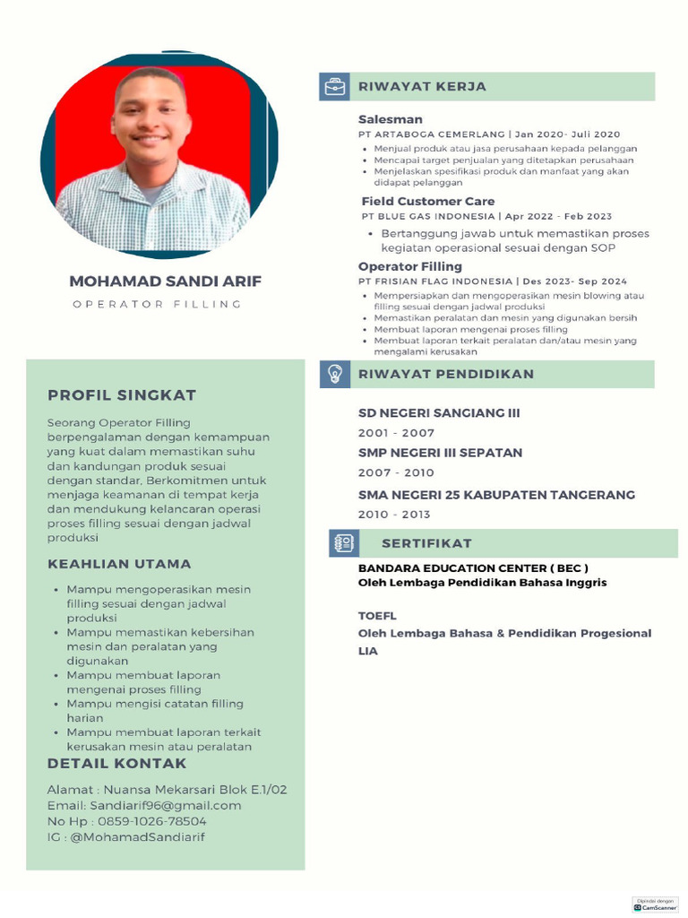CV Terbaru Mohamad Sandi Arif PDF | PDF