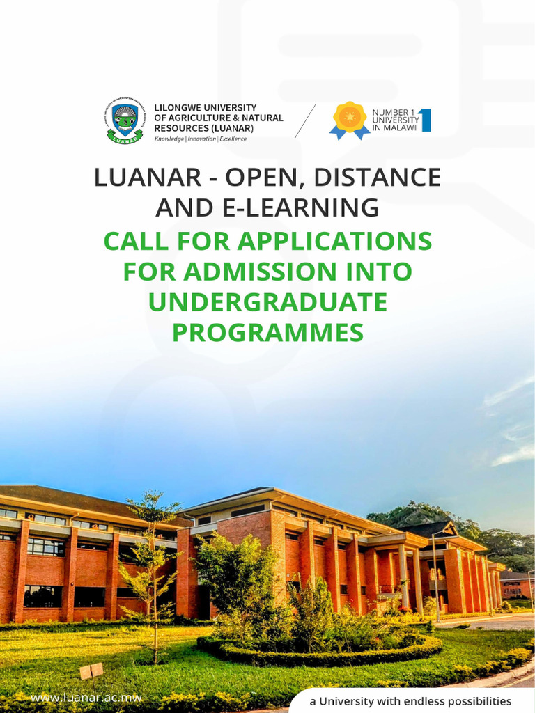 LUANAR - ODeL CALL FOR APPLICATIONS FOR ADMISSION INTO UNDERGRADUATE ...