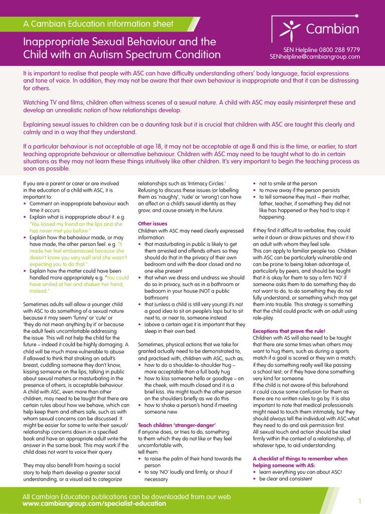 Inappropiate Sexual Behaviour 2018 | PDF | Autism | Behavioural Sciences