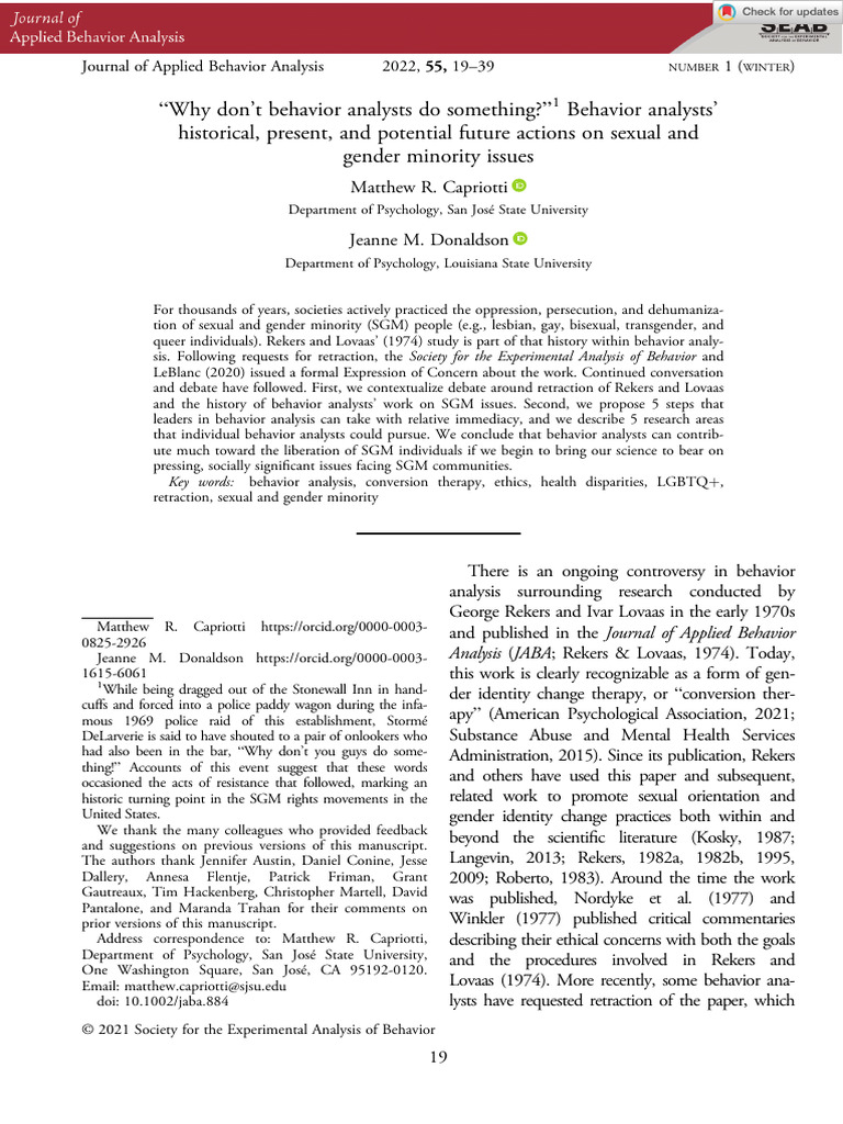 J of App Behav Analysis - 2021 - Capriotti - Why Don T Behavior ...