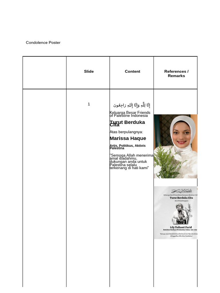 Condolence Poster - Marissa Haque FOP | PDF