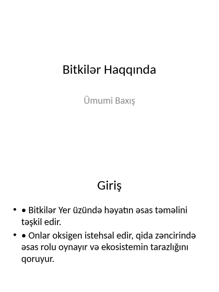 Bitkiler Haqqinda Teqdimat | PDF