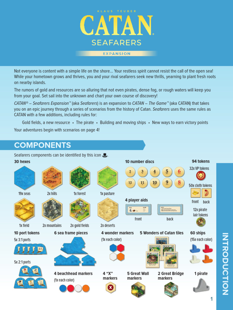 CATAN RULES-Seafarers | PDF | Tabletop Games | Games Of Mental Skill
