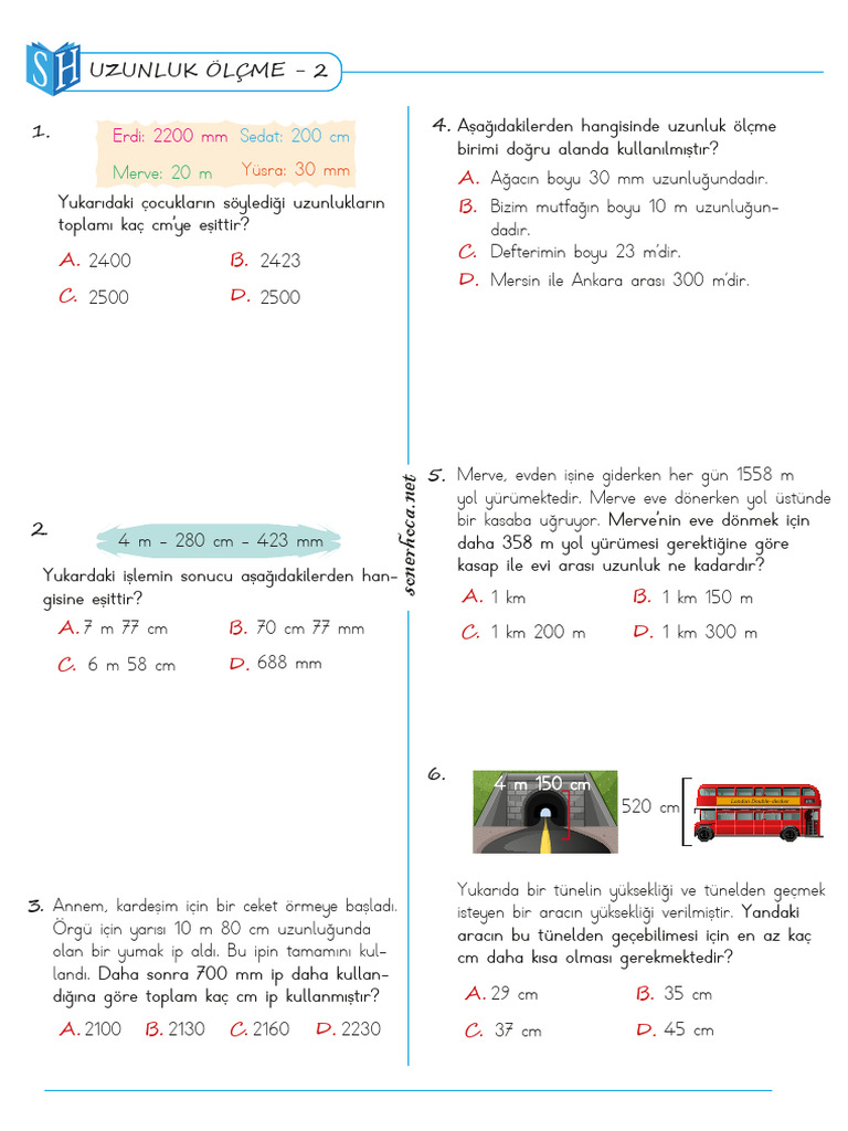 Uzunluk Olcme 2 Orta Seviye | PDF