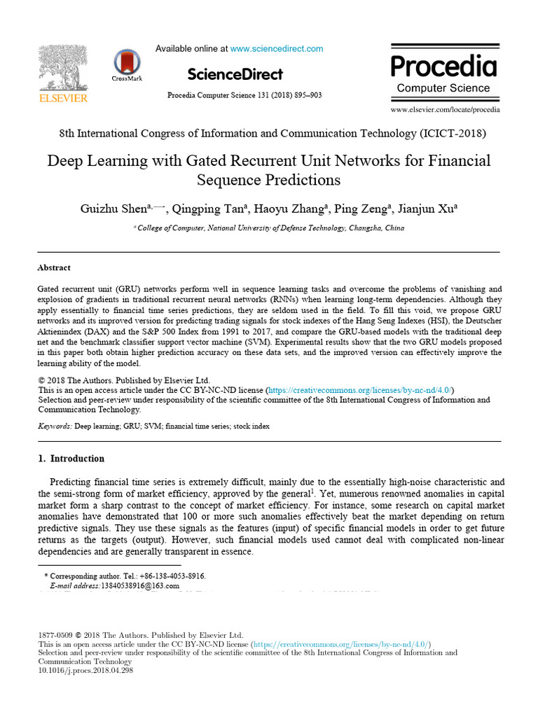 DeepLearningwithGatedRecurrentUnitNetworksforFinancial SequencePredictions | PDF | Support ...