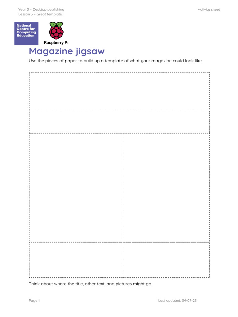 A3 Worksheet - Magazine Jigsaw | PDF