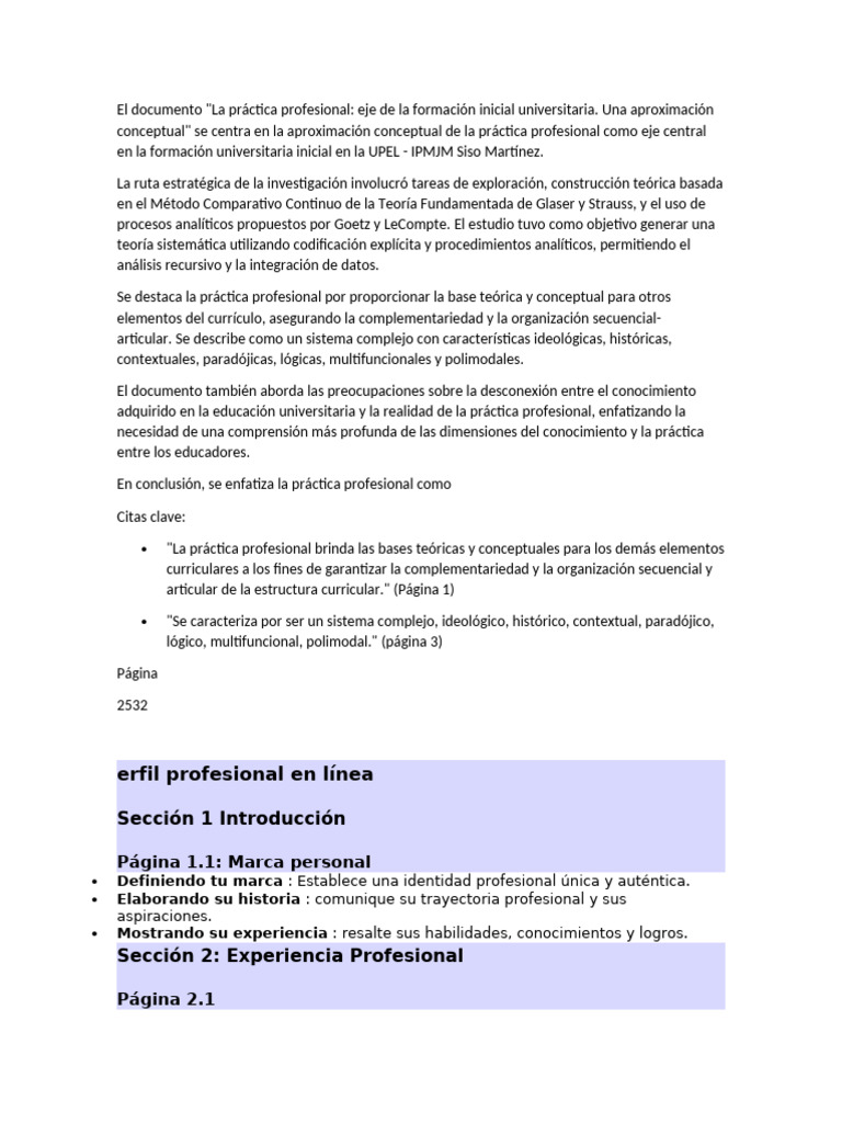 Práctica Profesional en Formación Universitaria | PDF | Cognición ...