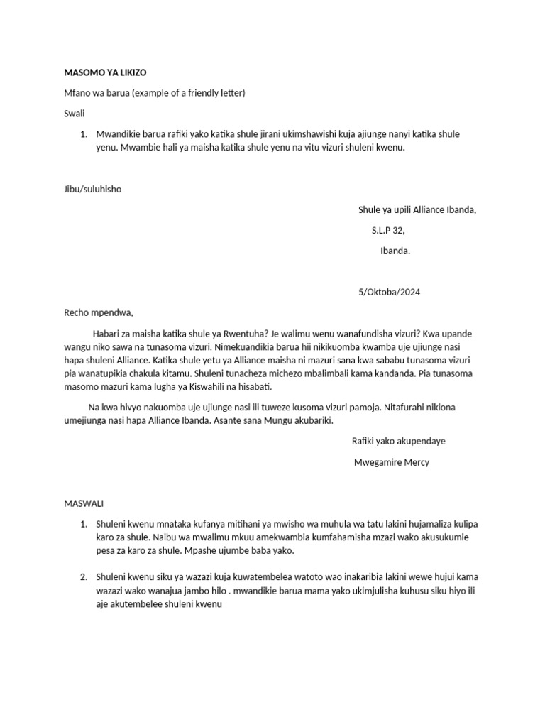Masomo Ya Likizo | PDF