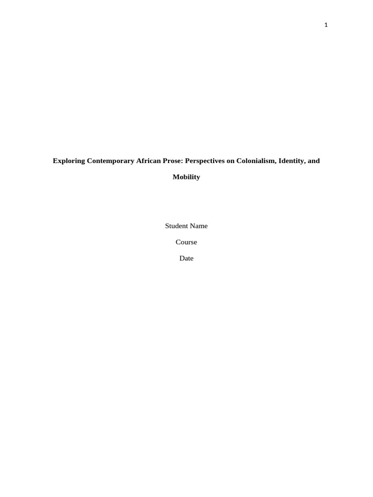 Exploring Contemporary African Prose | PDF