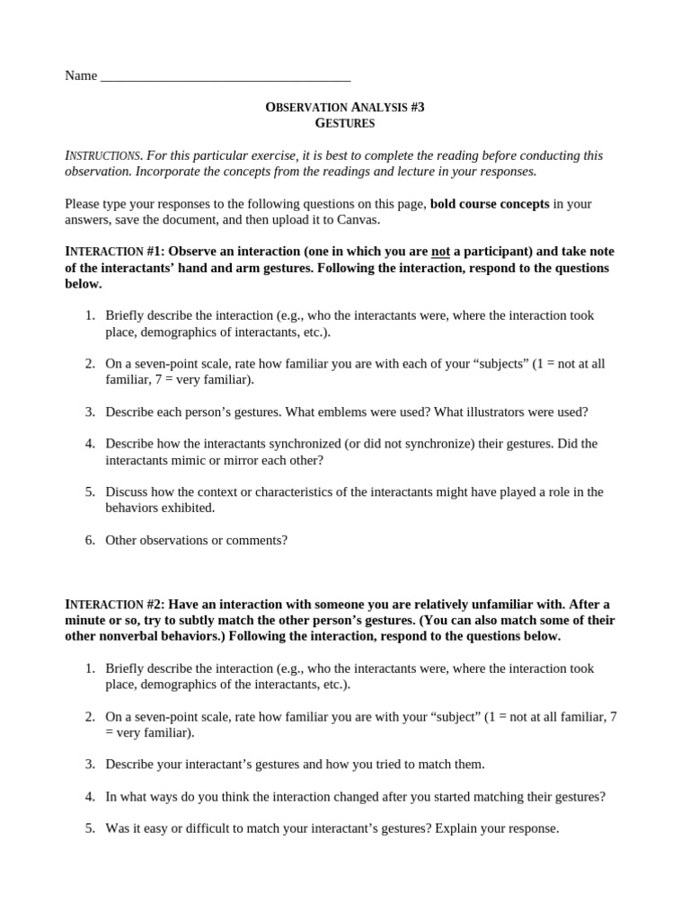 Observation Analysis #3 | PDF