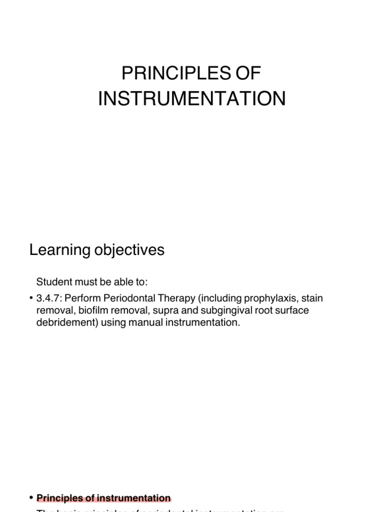 Principles of Instrumentation | PDF | Dentistry Branches