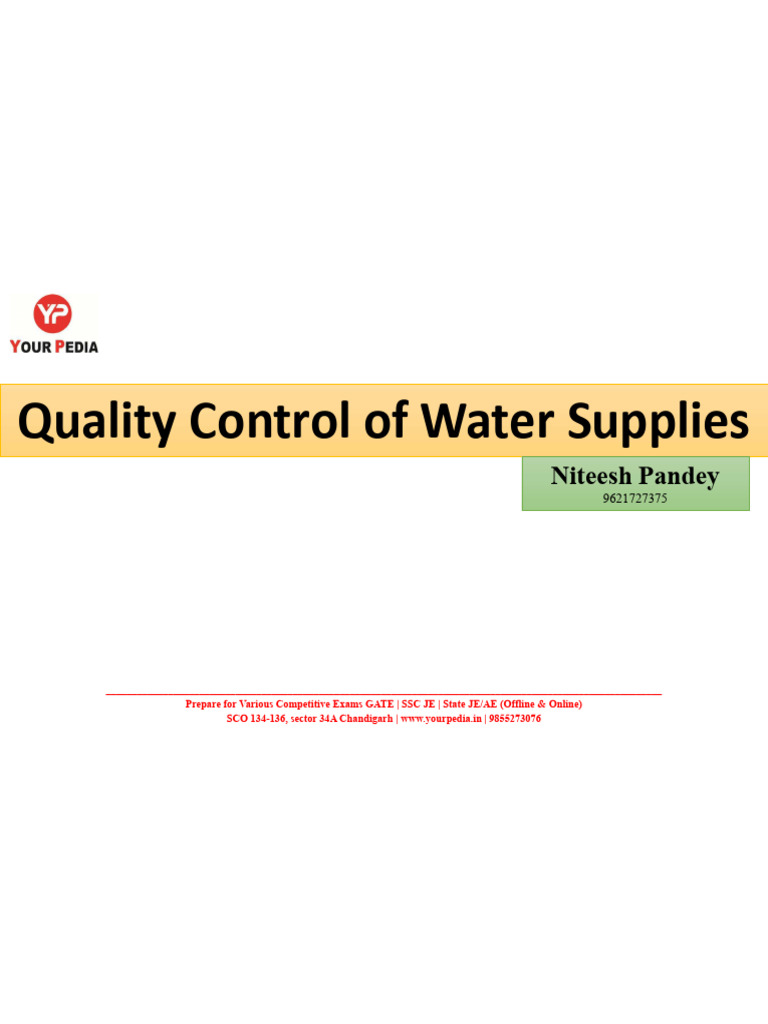 Quality Control of Water Supplies | PDF | Magnesium | Alkalinity