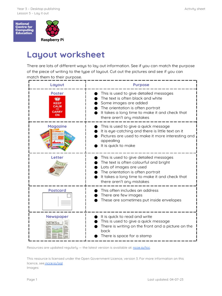 A2 Worksheet - Layout Worksheet | PDF | Page Layout | Computing