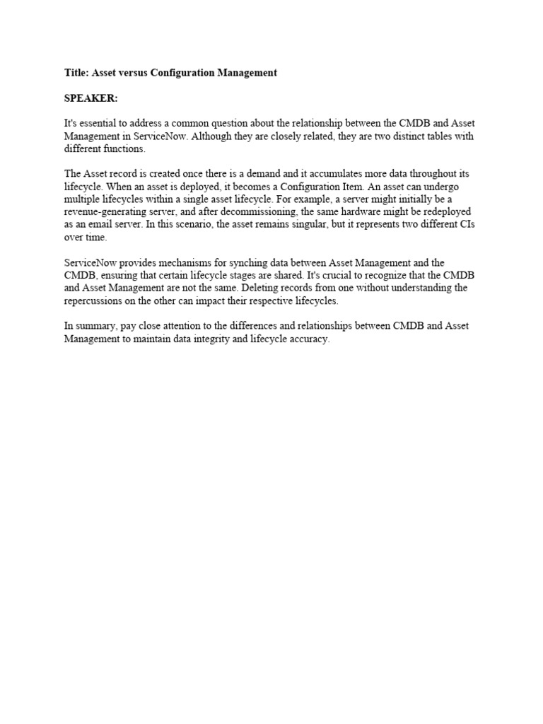 Asset Vs CI Audio Transcript | PDF