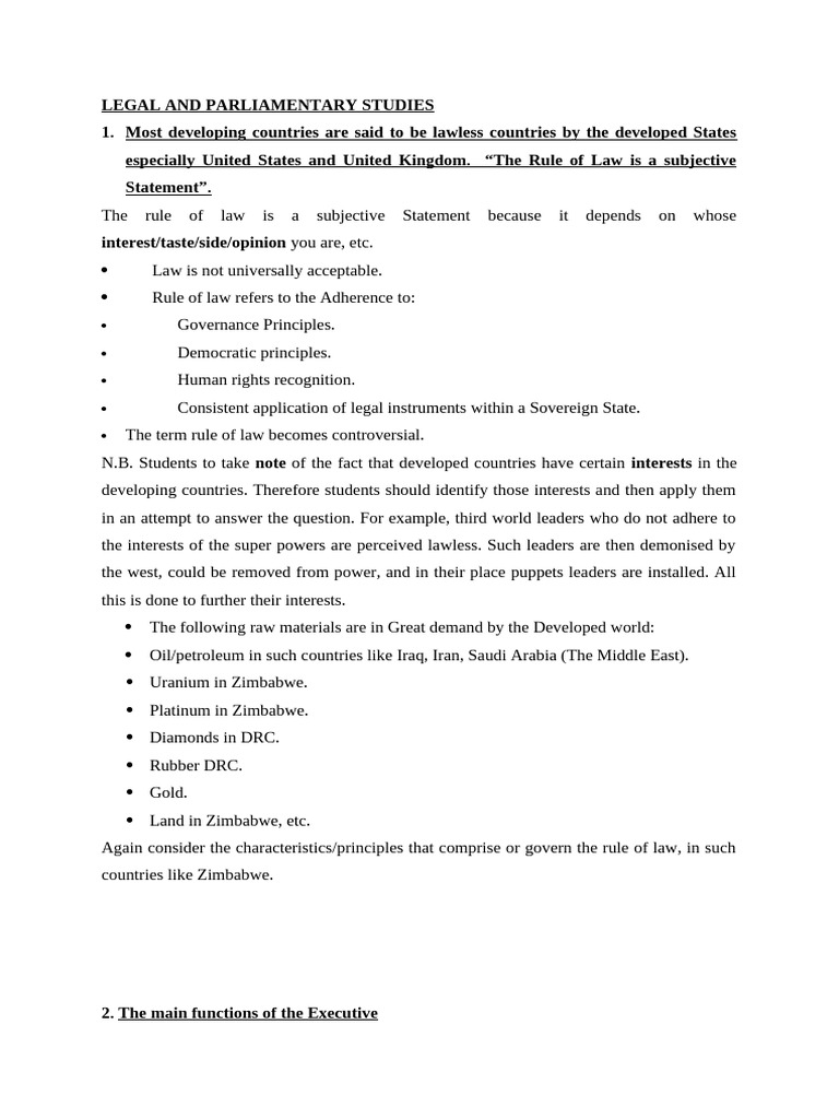 Understanding Rule of Law in Zimbabwe | PDF | Bill (Law) | United ...