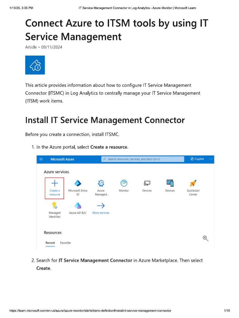 Azure ITSM Integration (Mini Project) | PDF