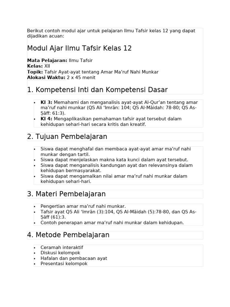 Contoh Ke Dua Modul Ajar Ilmu Tafsir | PDF