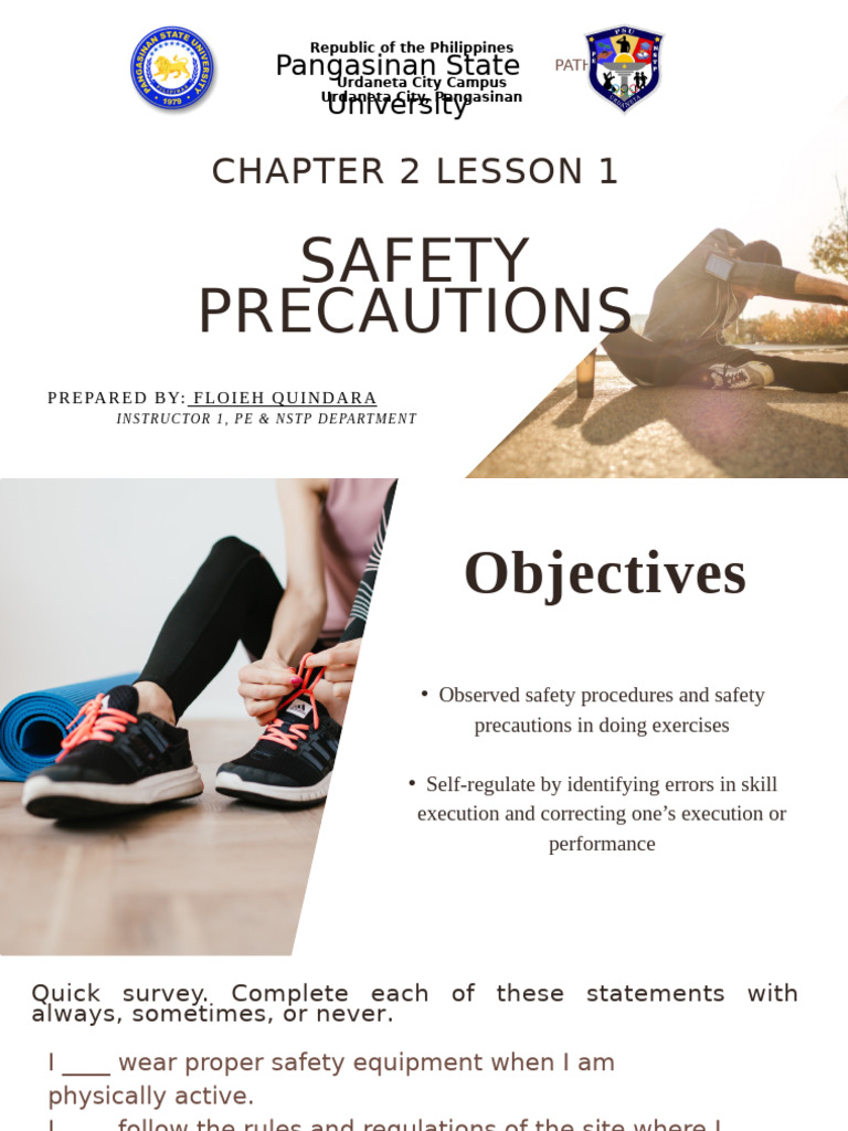 Chapter 2 - Lesson 1 Safety Precuations | PDF | Knee | Ankle