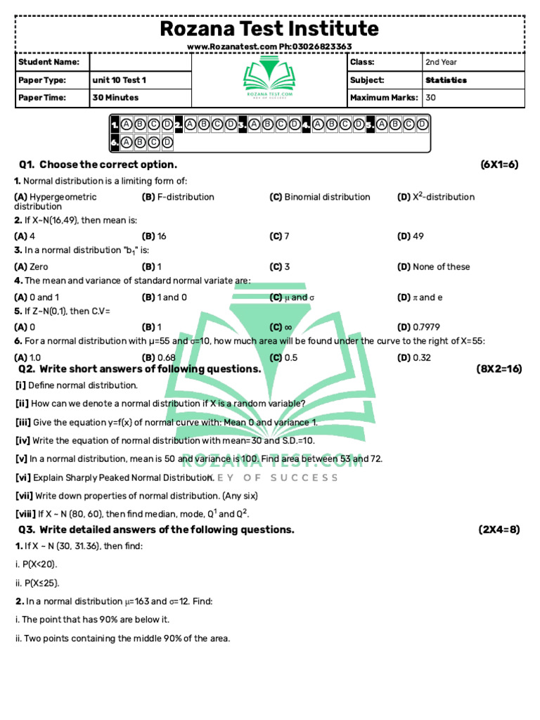 2nd Year Statistics Test Papers | PDF | Linear Regression | Dependent ...