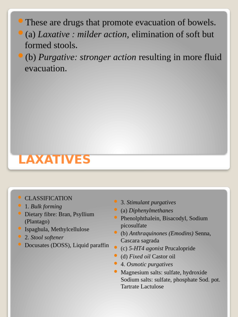 Laxative and purgative STIMULANT PURGATIVES | PDF | Gastroenterology ...