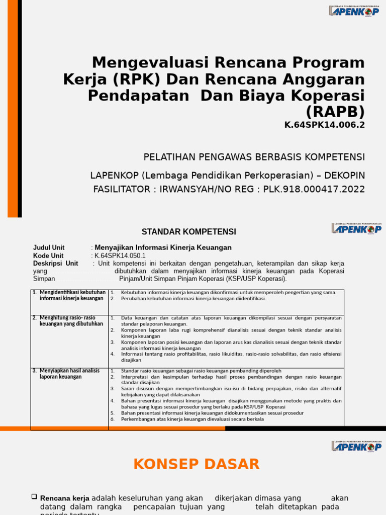 A. Mengevaluasi Rencana Program Kerja (RPK) Dan Rencana Anggaran ...
