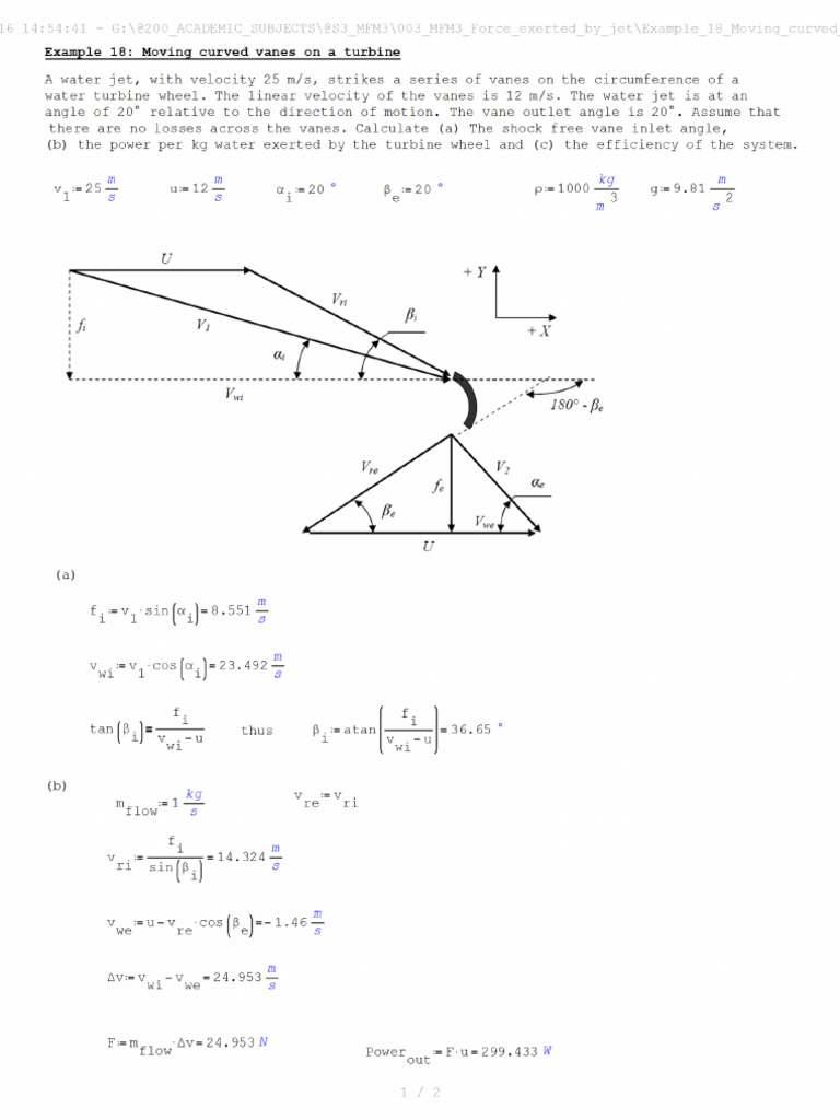 Example 18 Moving Curved Vanes | PDF