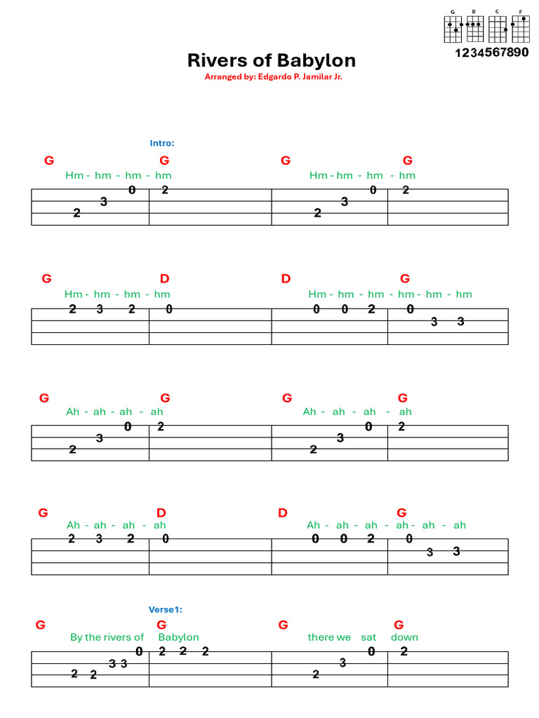 Rivers of Babylon Lyrics Chords Tab | PDF