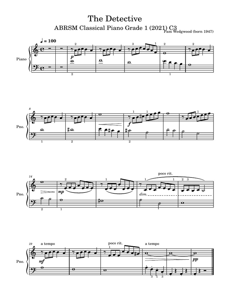 The Detective: Grade 1 Piano Piece | PDF