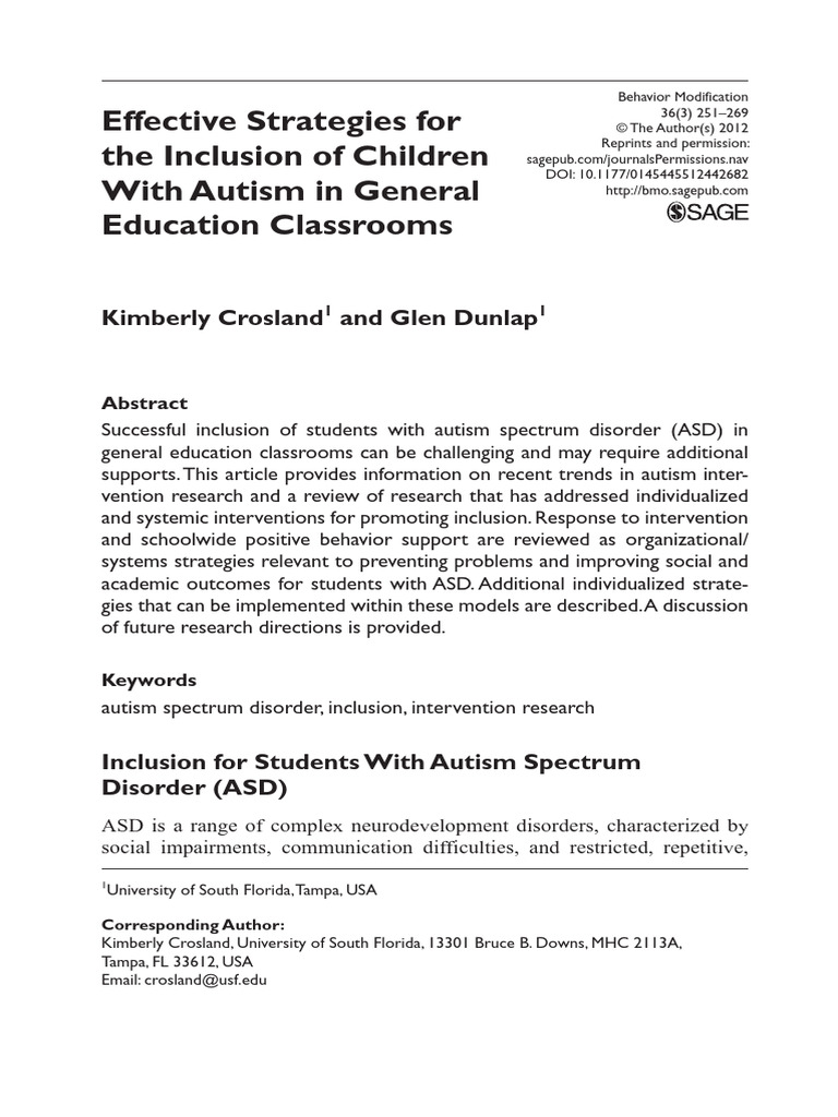Effective Strategies For The Inclusion of Children With Autism in ...