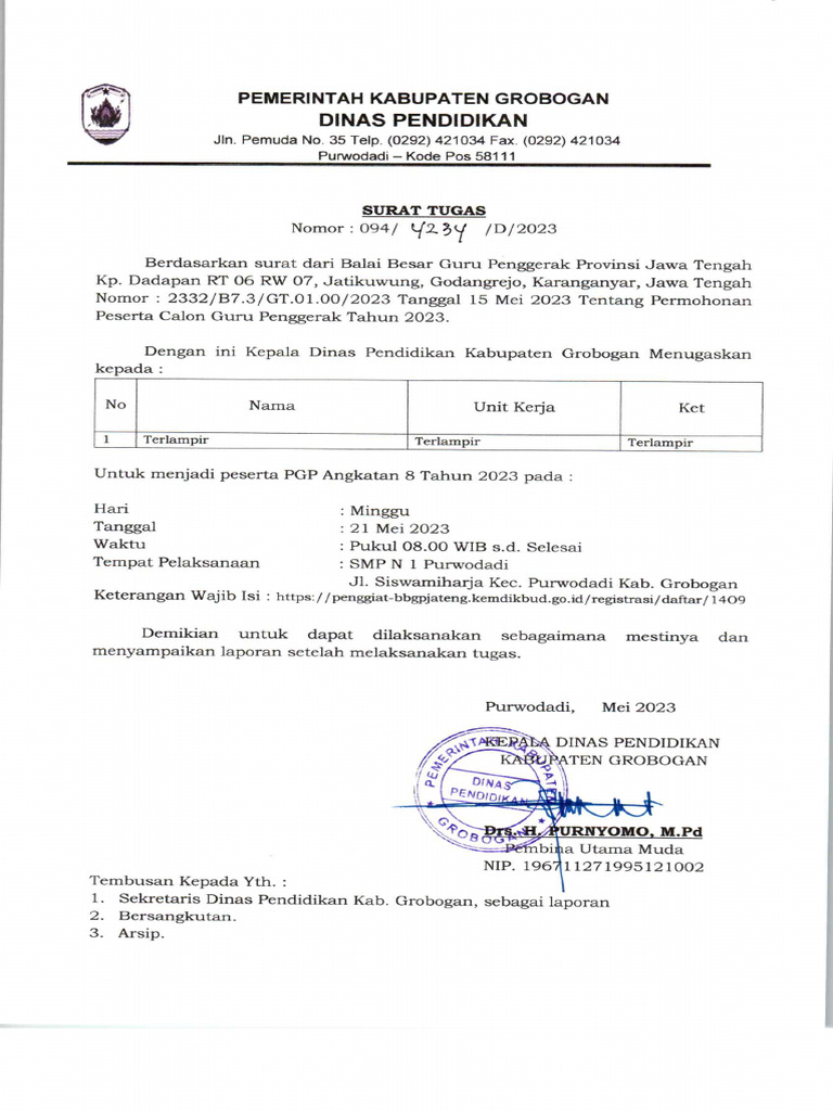 Surat Tugas CGP | PDF