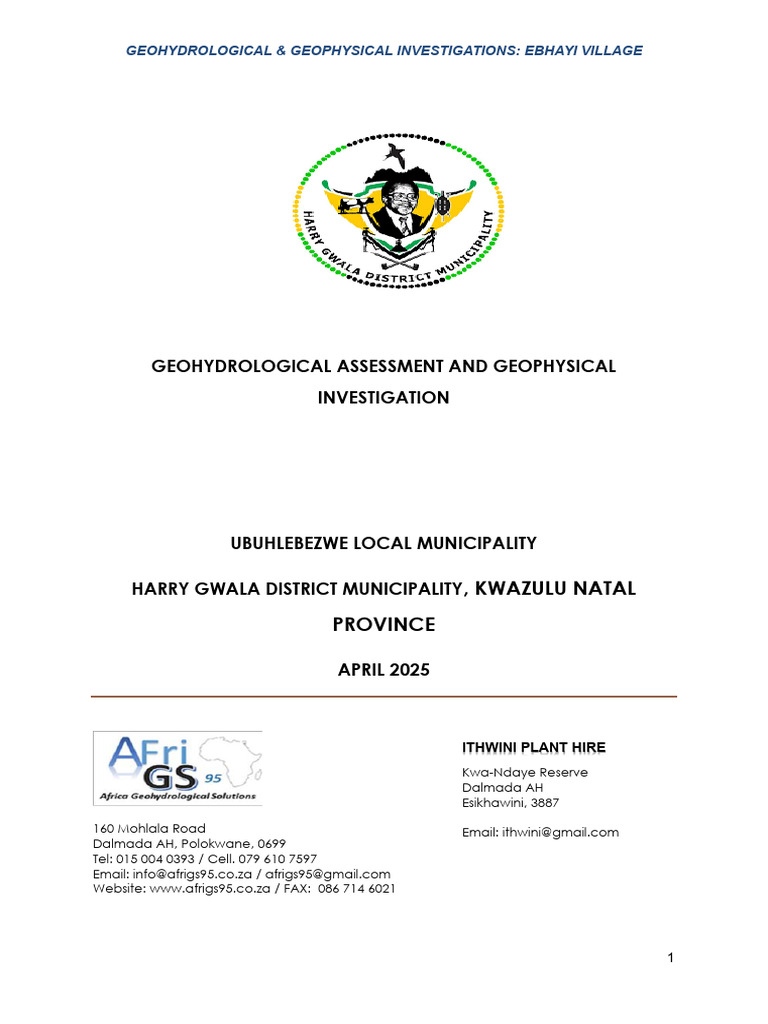 Ebhayi Village Geophysics Report | PDF | Hydrogeology | Clastic Rock