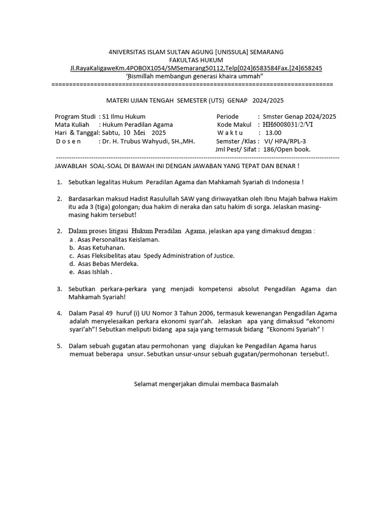 Materi UTS Smster Genap HPA 2024-2025 - RPL.3 | PDF