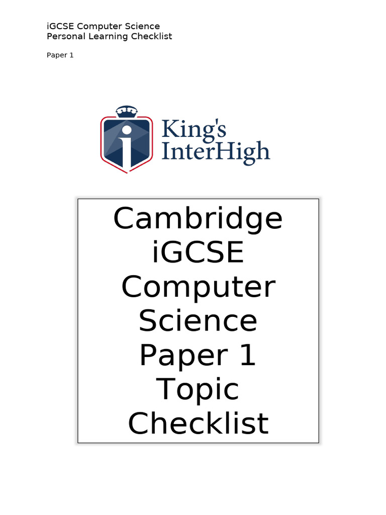 PAPER 1 FULL CHECKLIST (1) | PDF | Computer Data Storage | Data Compression