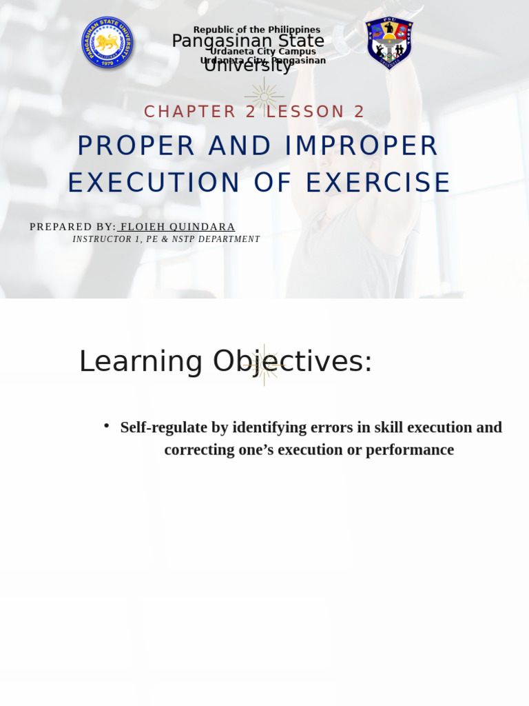 Chapter 2 - Lesson 2 Proper and Improper Execution of Exercise | PDF ...