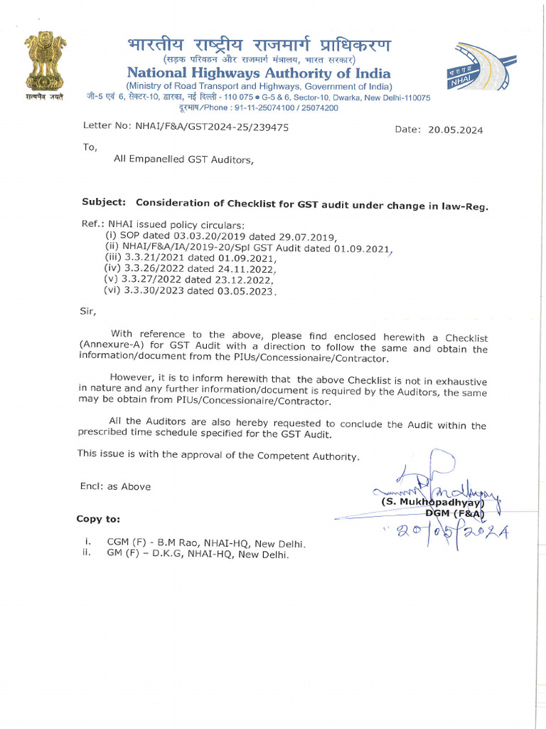 Checklist For GST Audit | PDF