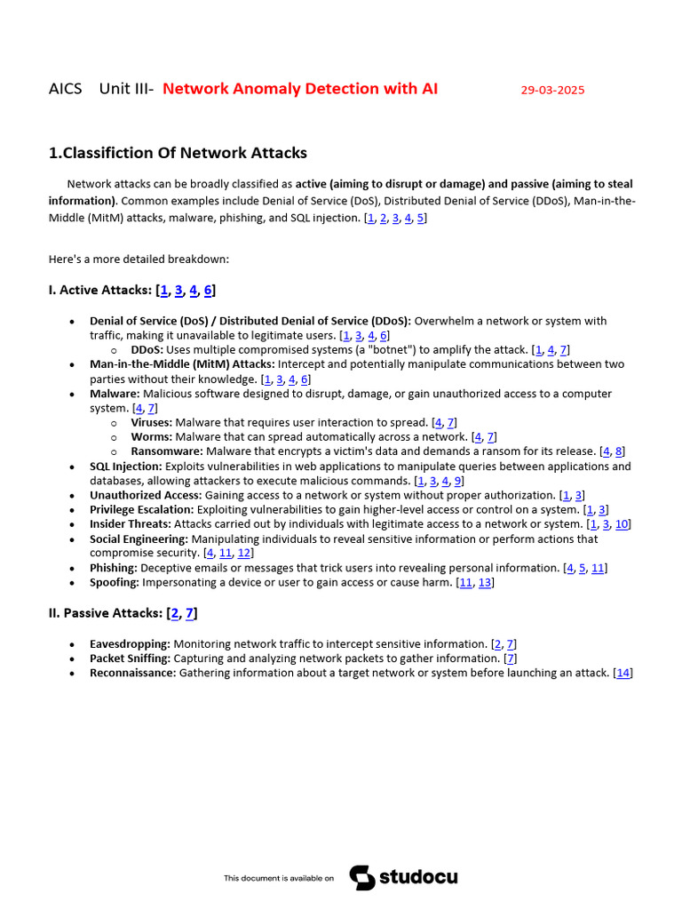 Unit 3 Network Anomaly Detection & Attack Classification | PDF | Denial Of Service Attack | Malware