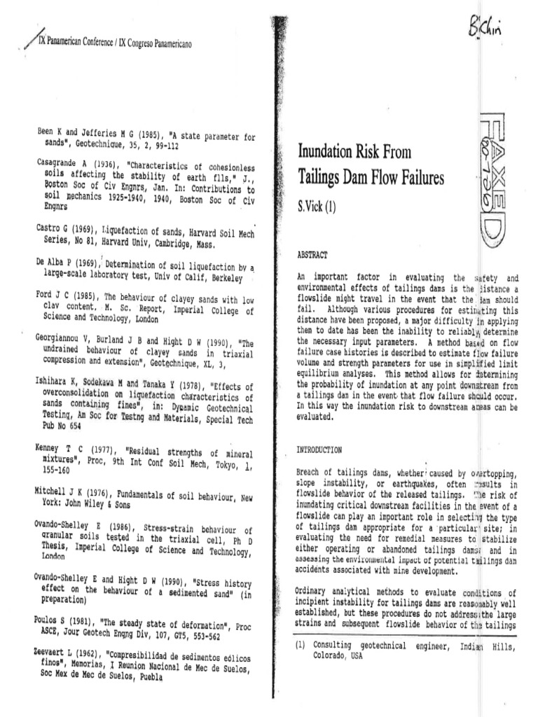 Inundation Form Tailings Dam Failures - Vick - 1991 | PDF