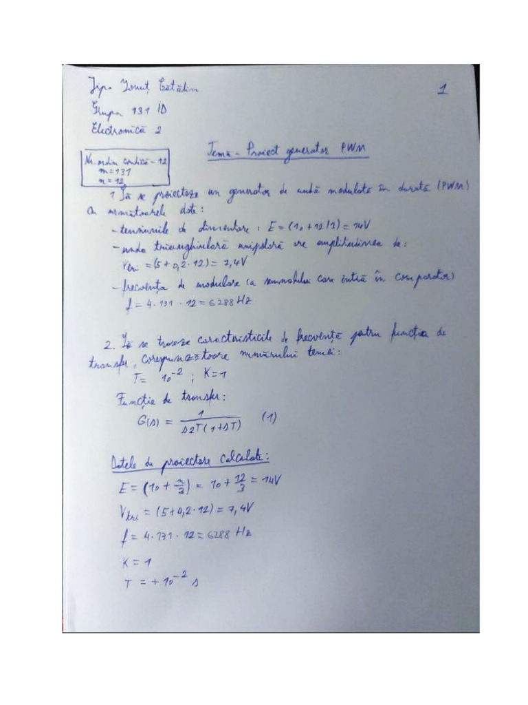 Proiect PWM Electronica 2 | PDF