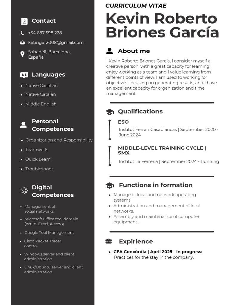 Curriculum Vitae Kevin Roberto Briones García (English) | PDF