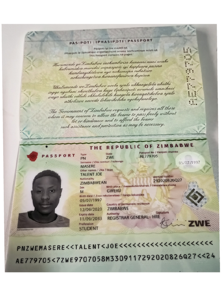 Talent Joe Masere - Passport Page | PDF