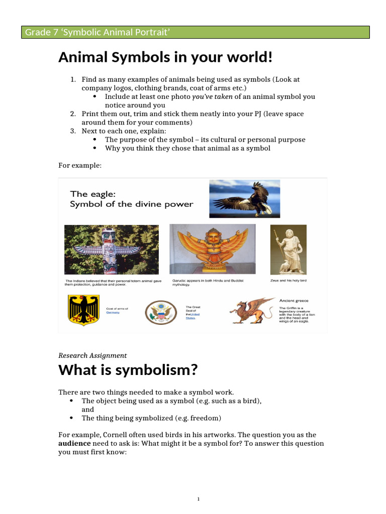 Tasks - Symbolic Animal Portrait | PDF | The Arts | Paintings