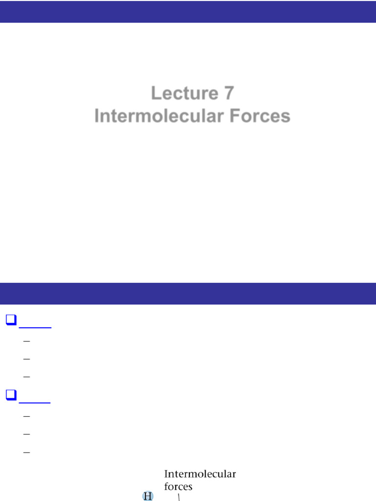 Lecture 07 - Intermolecular Forces | PDF | Chemical Polarity ...