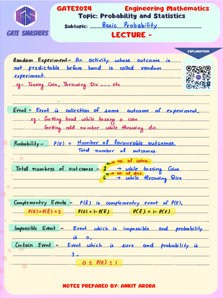 Lecture 8 BASIC Probability - 231003 - 143754 | PDF