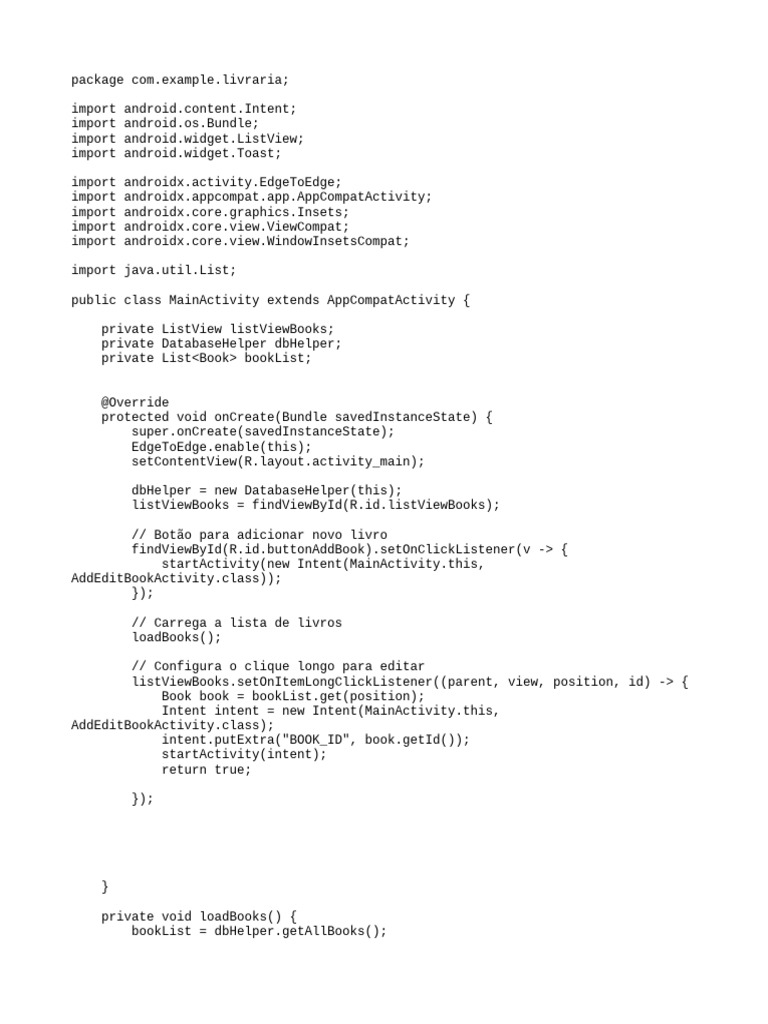 MainActivity - Livraria | PDF